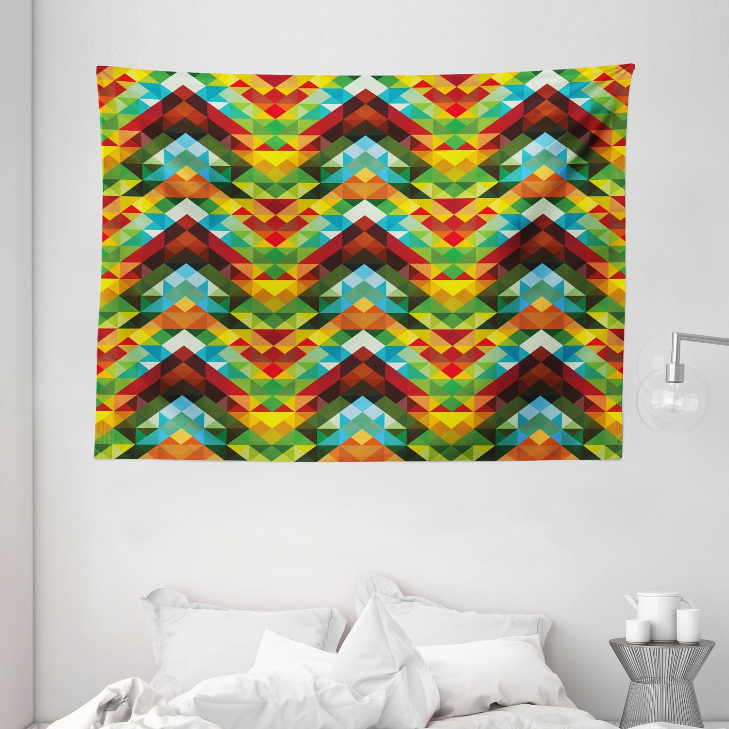 Colorful Tapestry, Abstract Optic Effect Triangle Pattern Artsy Digital ...
