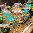 3 Pcs Items Mini Wrought Iron Table and Chairs Mini Furniture Set 6x6x5 ...