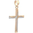 Brilliance Fine Jewelry 14 KT Two Tone Gold Swirl Cross Pendant ...