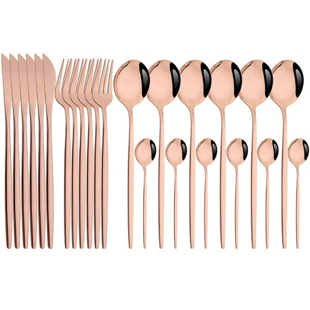 Drmfiy 24Pcs Colorful Dinnerware Set Stainless Steel Cutlery Set ...