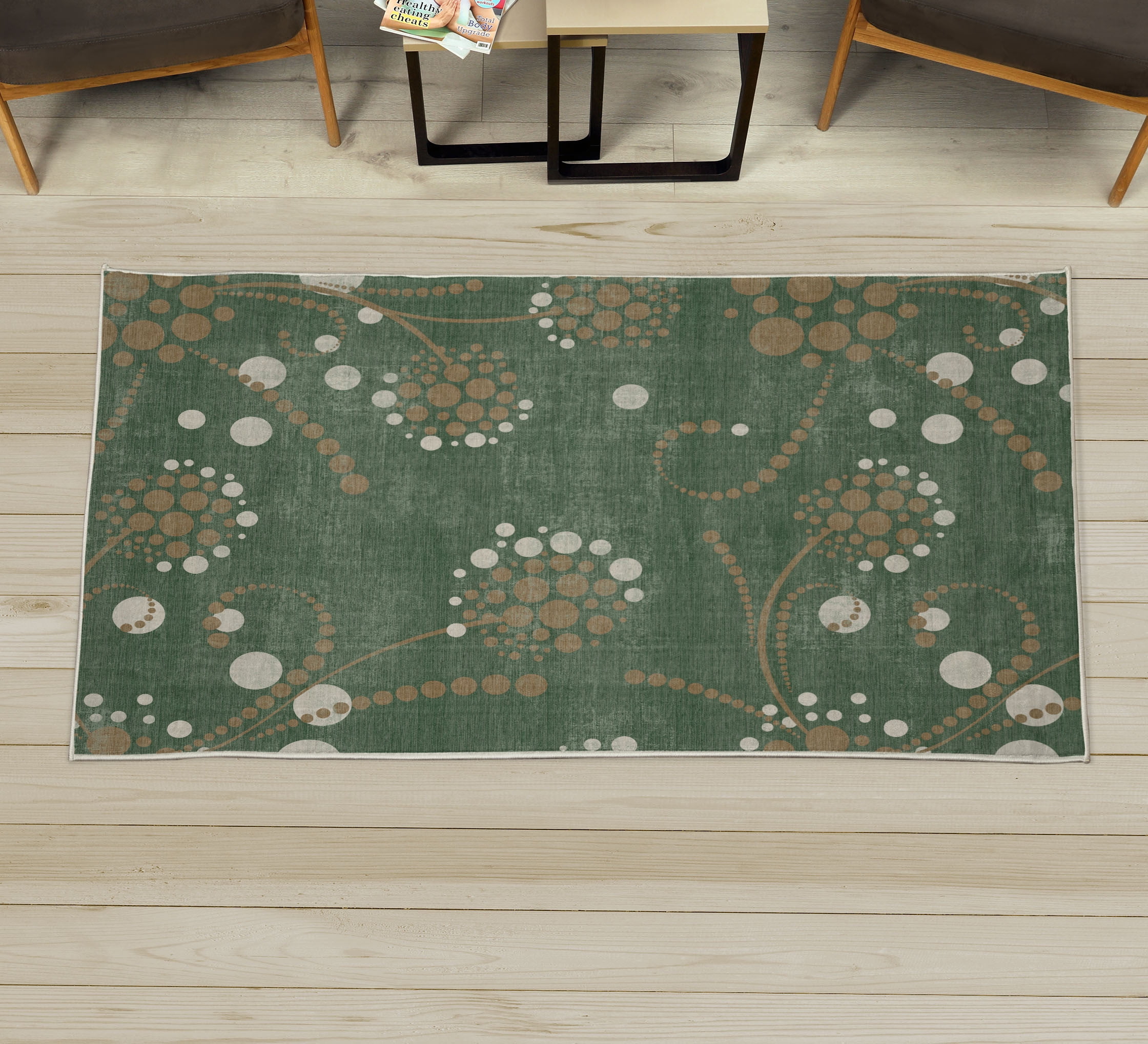 Abstract Decorative Rug, Spiral Form Circular Flowers Modern Style ...