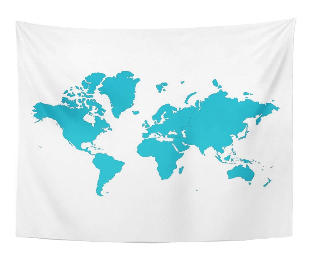 UFAEZU Map Continents High Color Light Blue White World Pastel Graphic ...