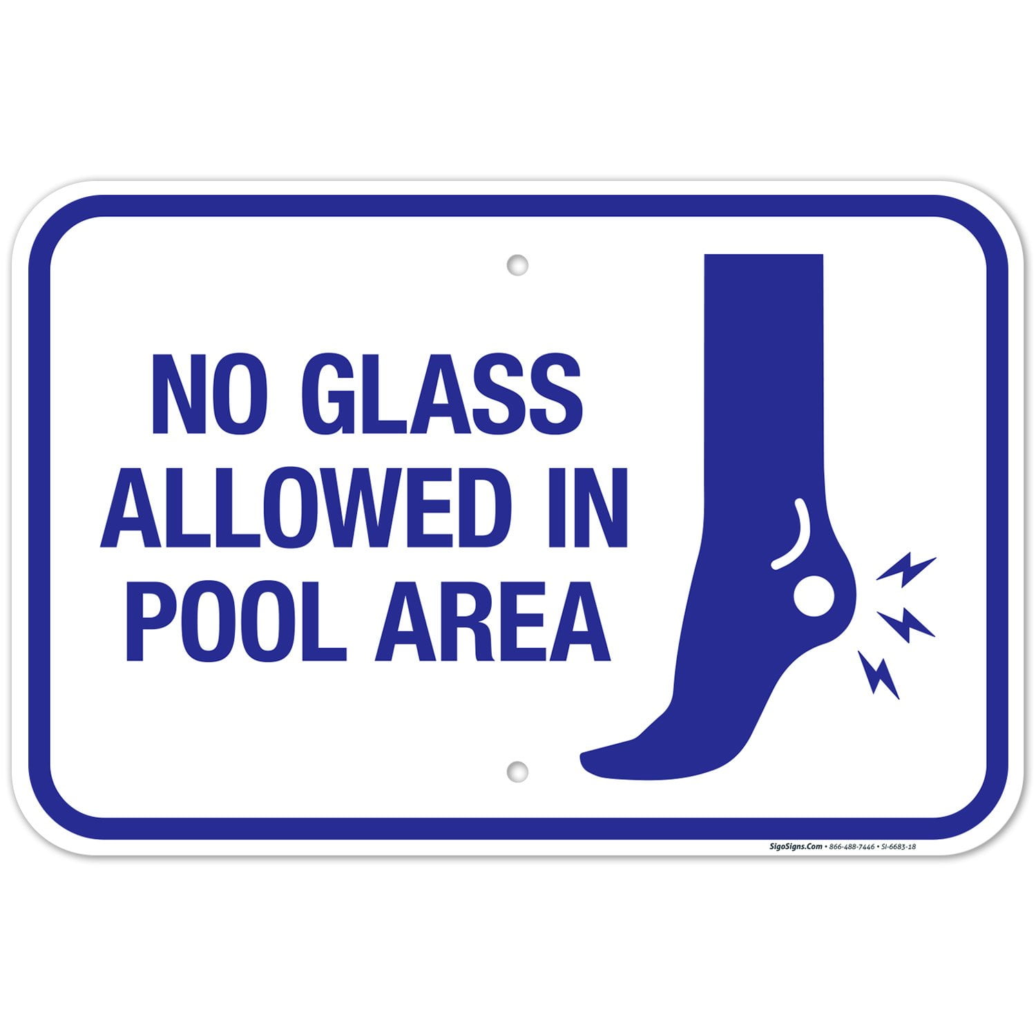 No Glass Allowed In Pool Area Sign, Pool Sign, (SI-6683) - Walmart.com