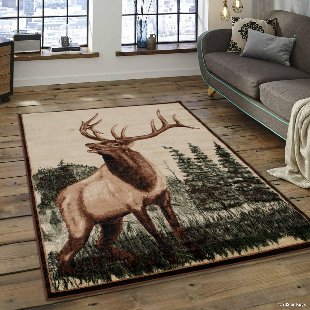 Brown Elk Looking up in the Forest Area Rug (3' 9" x 5' 1") - Walmart ...