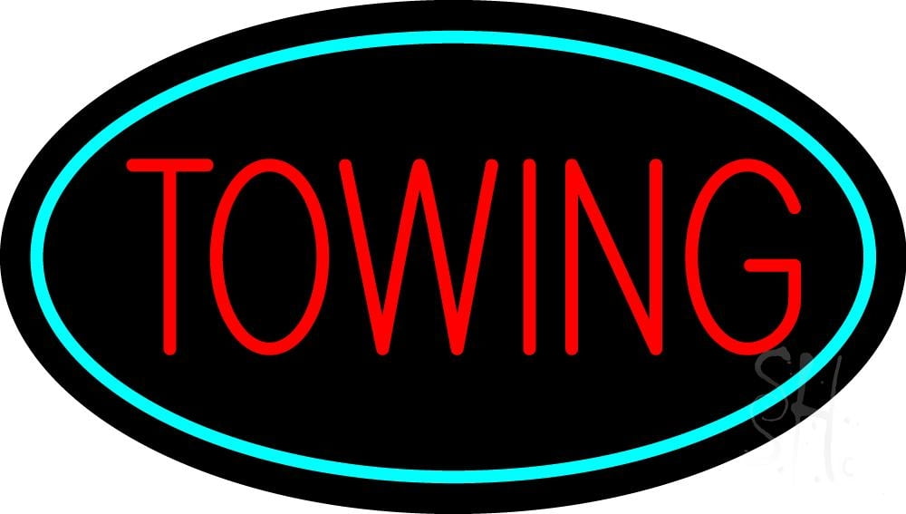 Red Towing Turquoise Border LED Neon Sign 20 x 37 - inches, Clear Edge ...