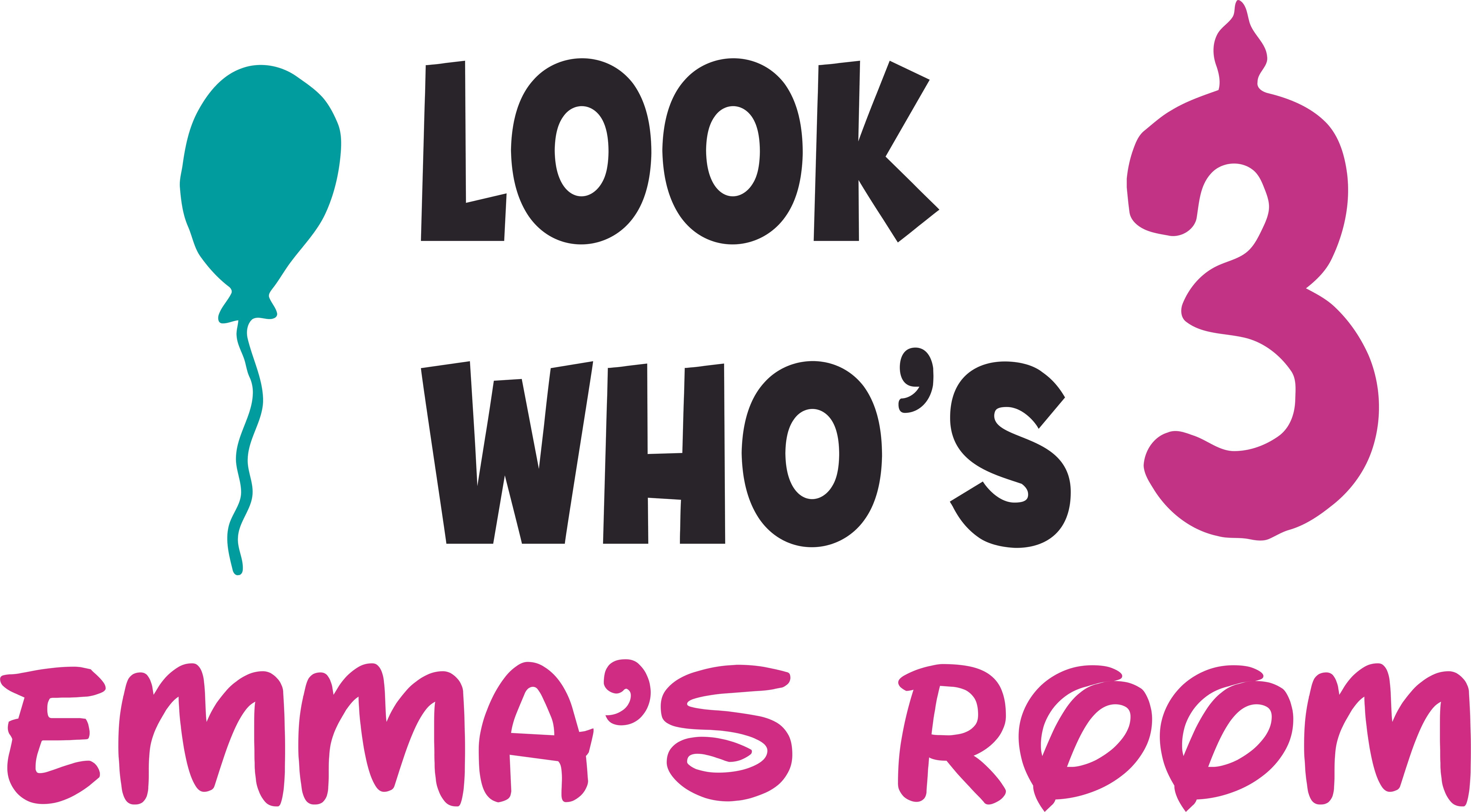Look Who's Three Custom Name Vinyl Wall Decal for Home - Milestone Baby ...
