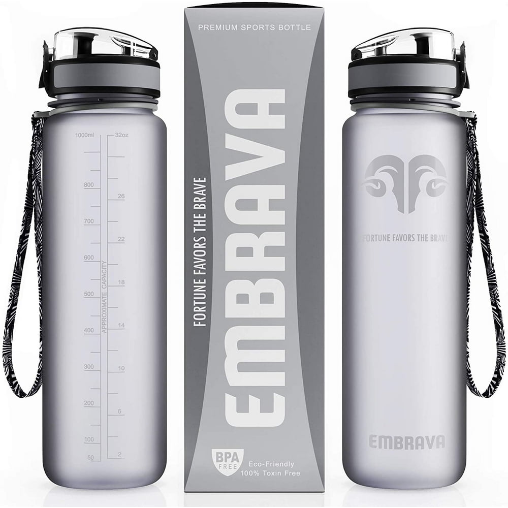 Embrava Best Sports Water Bottle - 32oz Large - Fast Flow, Flip Top ...