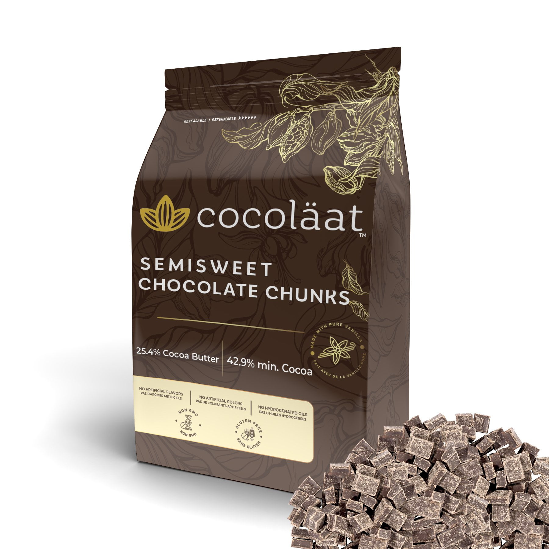 Cocoläat Semisweet Chocolate Chunks - 42% Cocoa | Standard Size - 600 ...