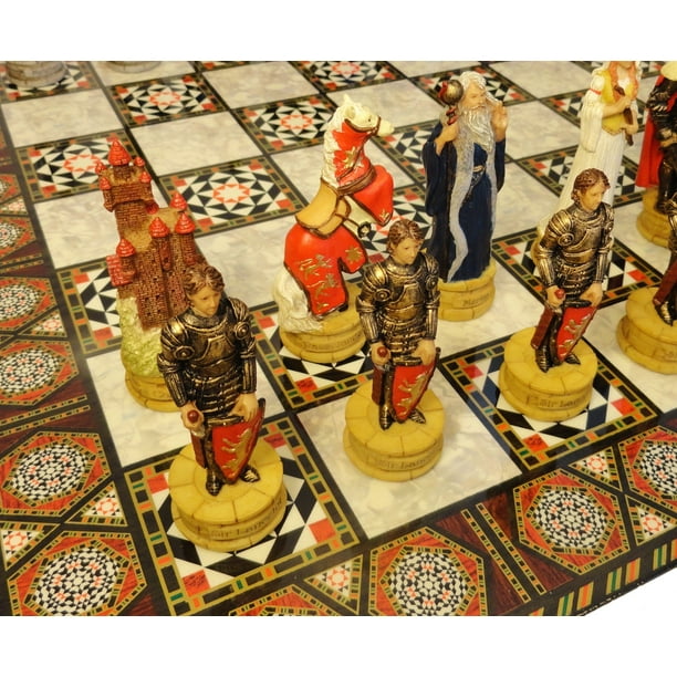 Medieval Times King Arthur CHESS SET W/ 17" Mosaic Color Board CAMELOT ...