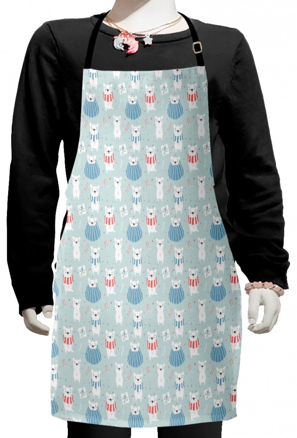 Nursery Kids Apron, Polar Bears in Blanket with Romantic Hearts ...