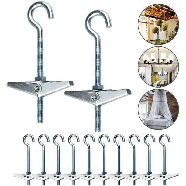 BUZIFU 12 pcs Ceiling Hooks M5/90mm Carbon Steel Ceiling Mount Hook ...