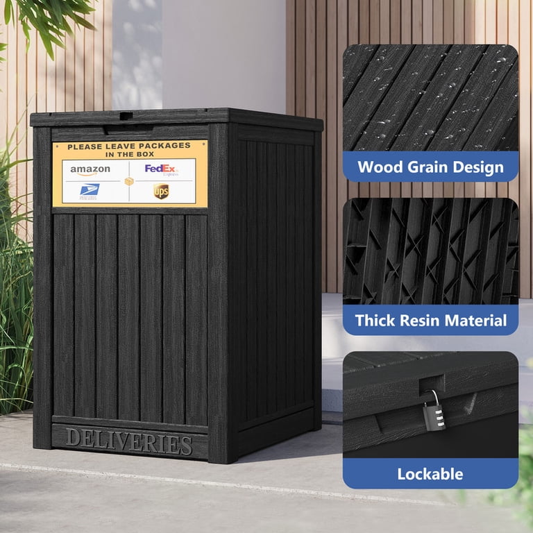 Porch Package Security LHBGO 48 Gallon Package Delivery Box With Lock ...