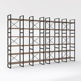 142" Width Antique Walnut Library Bookshelves - Walmart.com