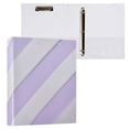 Lilac-white Diagonal Stripes Round Ring Binder 3 Rings 1.5" Capacity ...