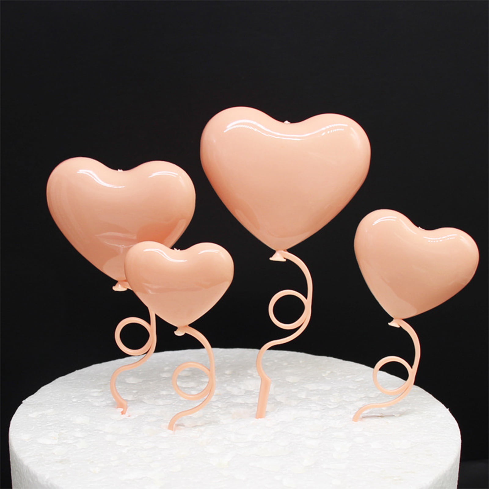 Washranp 8Pcs 3D Love Heart Cake Toppers,Solid Color Cake Toppers ...