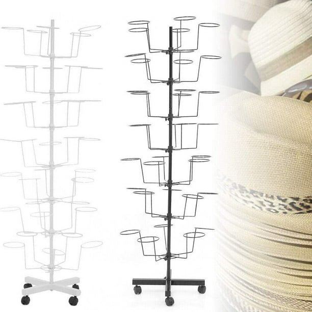 Hat Display Stand Iron Hat Rack Stand Hanger Display Rotating 35 Hats ...