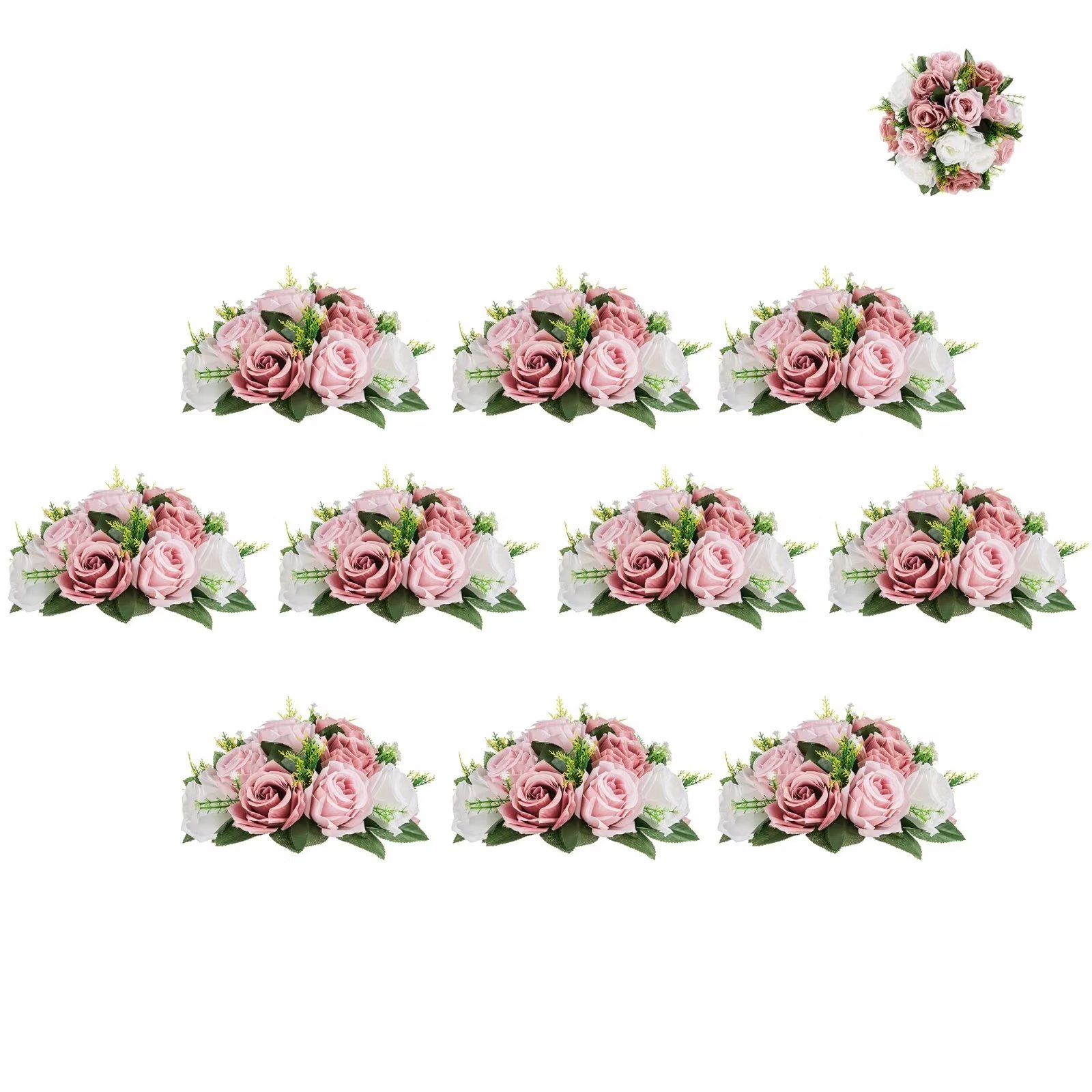 Silk Flower Balls for Centerpieces 10 Pack Pink Dusty Roses Artificial ...