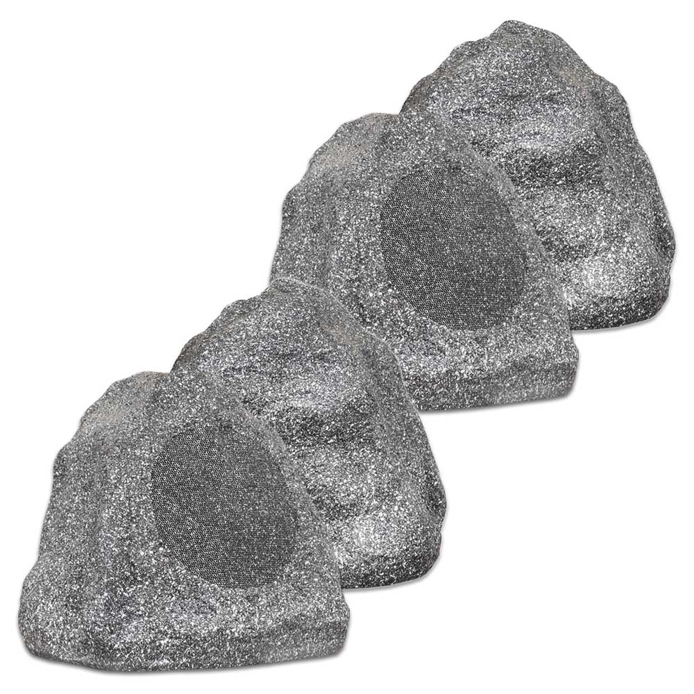 Theater Solutions 4R6G Outdoor Granite 6.5" Rock 4 Speaker Set for Deck ...