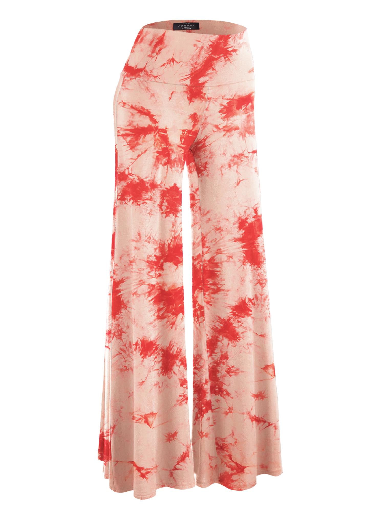 Mbj Wb1060 Womens Chic Tie Dye Palazzo Pants Xxl White Coral