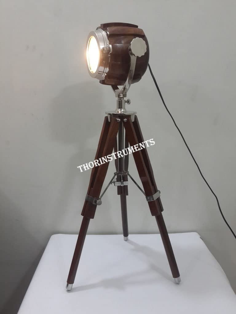 MODERN DESIGNER SPOT SEARCHLIGHT TABLE LAMP CHROME FINISH WITH BROWN ...