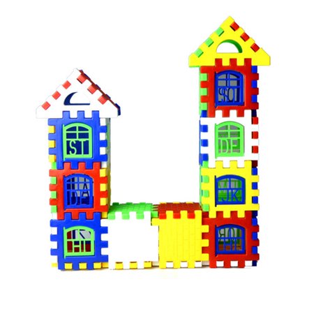 Je 24pcs/lot Interlocking Building Blocks Plastic House Blocks DIY ...