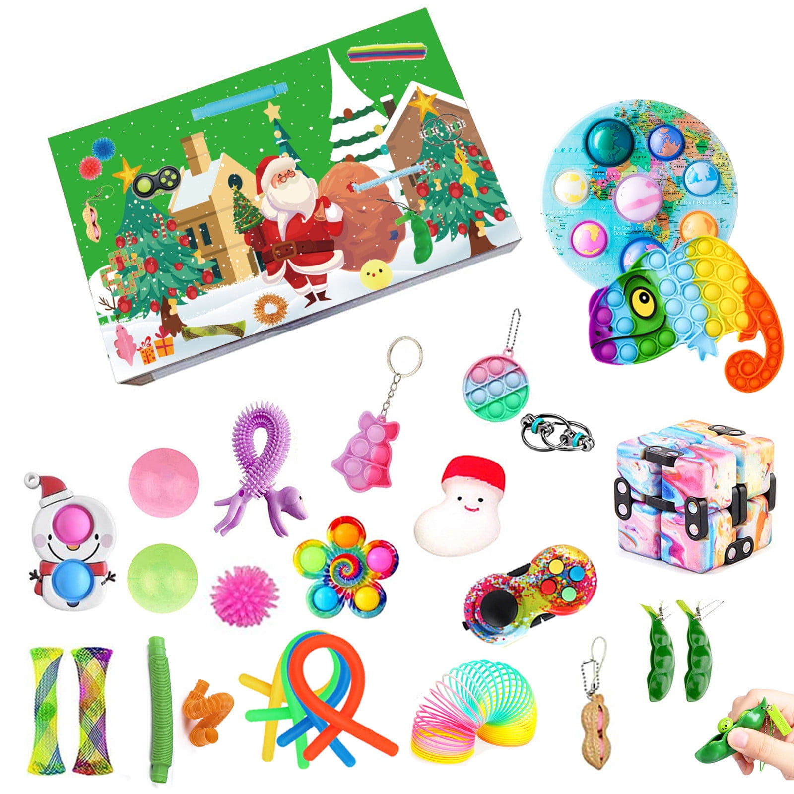 Flywake Christmas Package Set Fidget Poppers Popit Toy Pack Push Pop ...