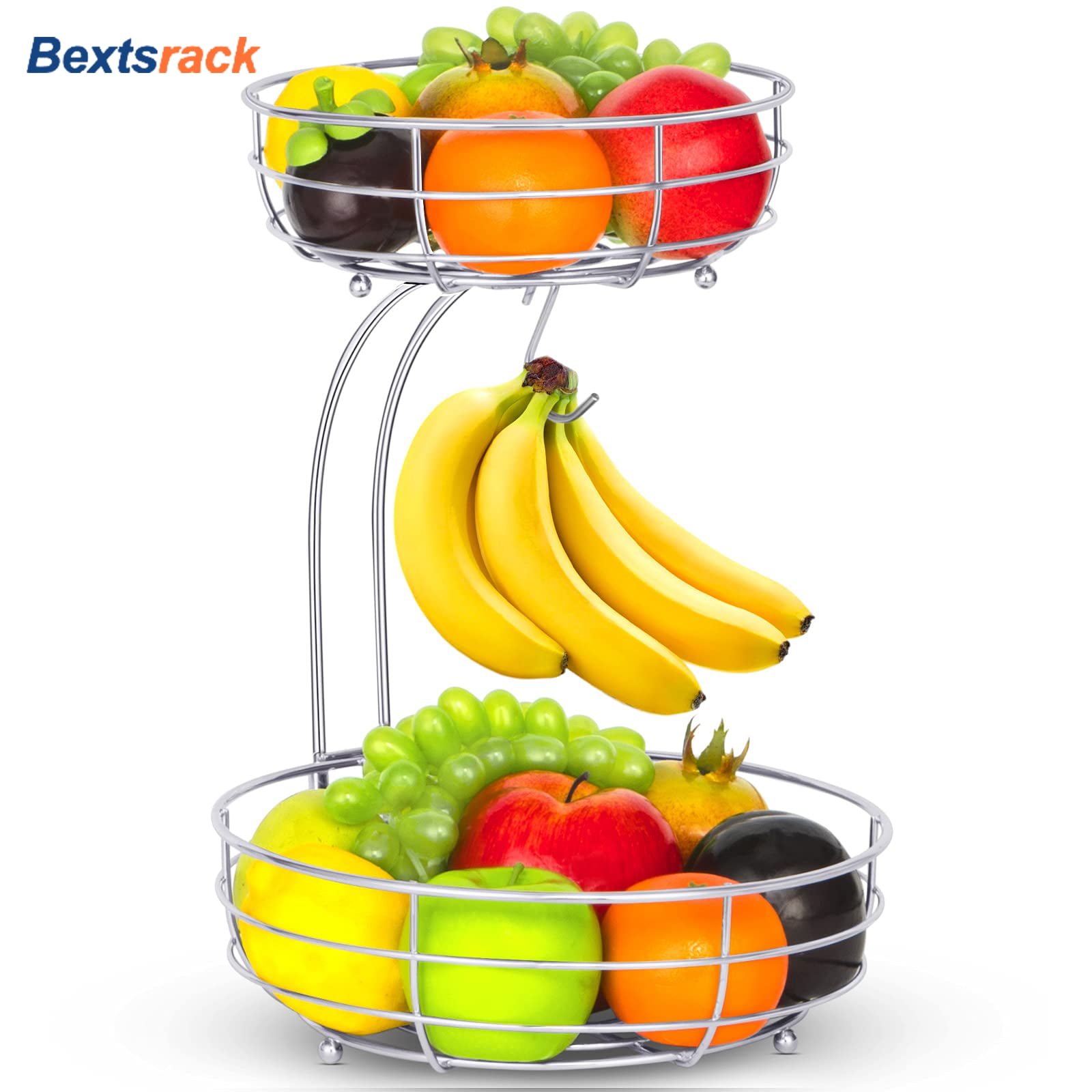 Bextsrack 2 Tier Countertop Fruit & Vegetable Basket Locker with Banana ...