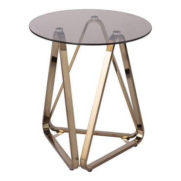 Round Terrarium Display End Table with Reinforced Glass in Gold Iron ...