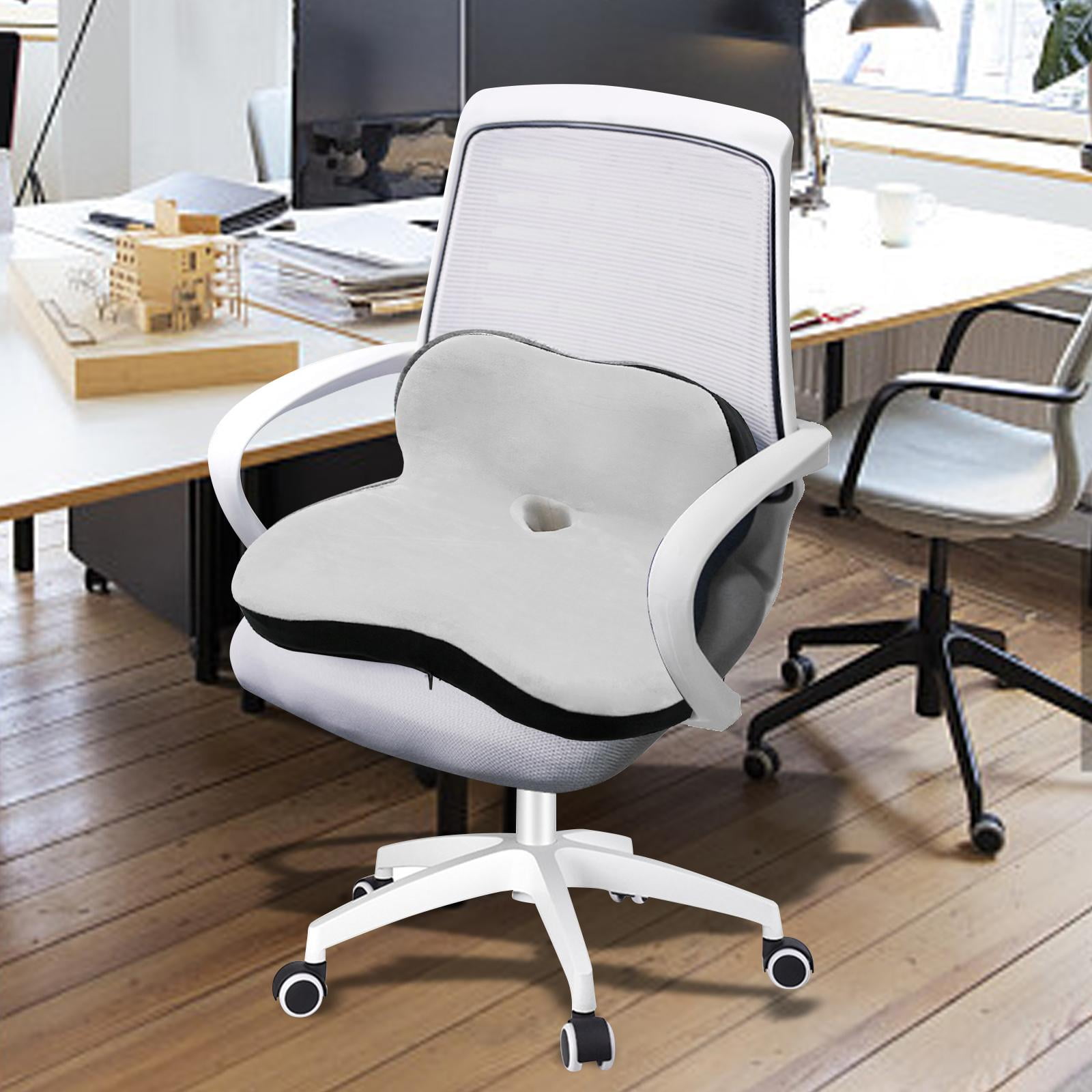Milaget Memory Foam Seat Cushion Office Chair Cushions Washable Cover Posture Cushions Gray Black