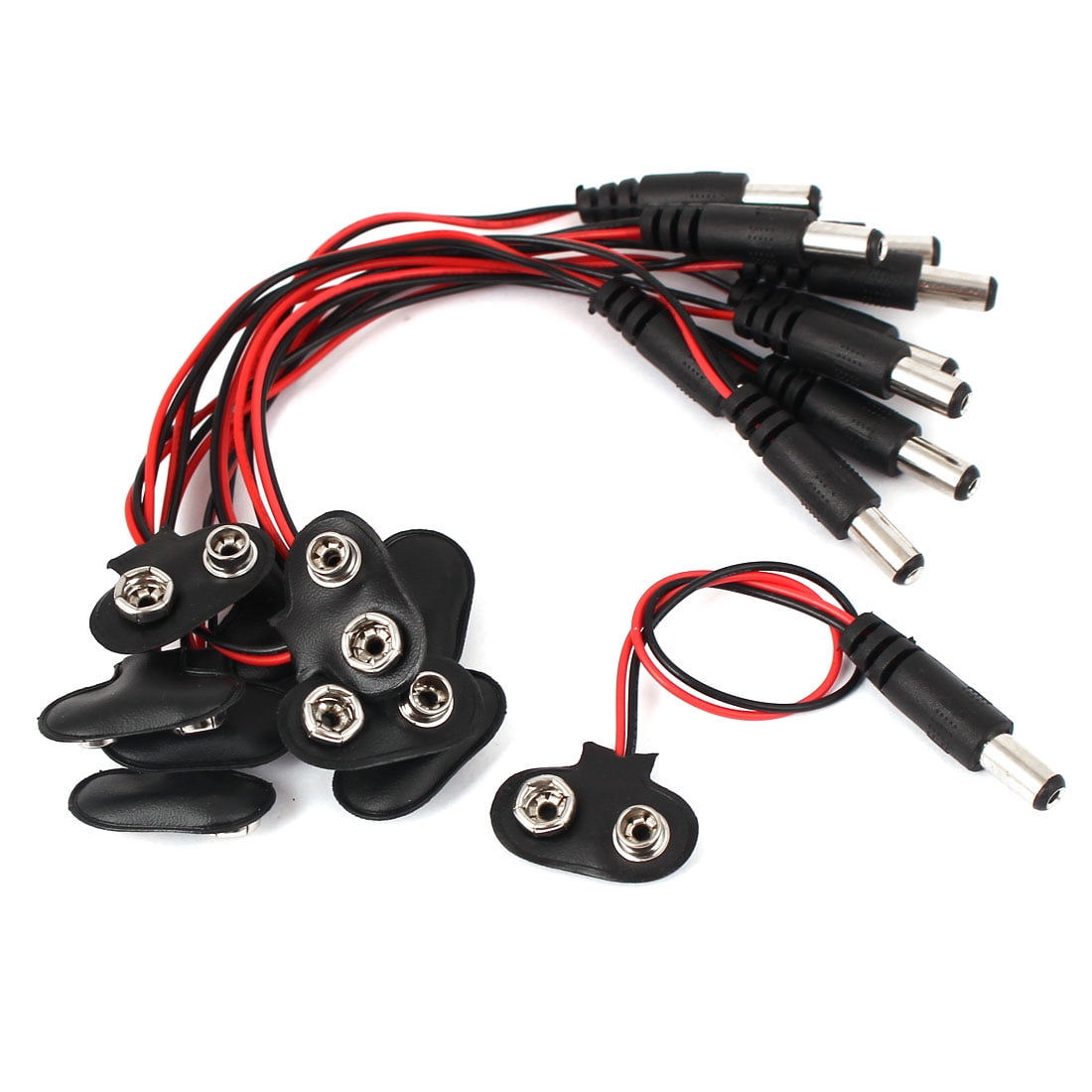 10pcs 9V DC Battery Power Cable 2.1x5.5mm Male Plug Clip T-type ...