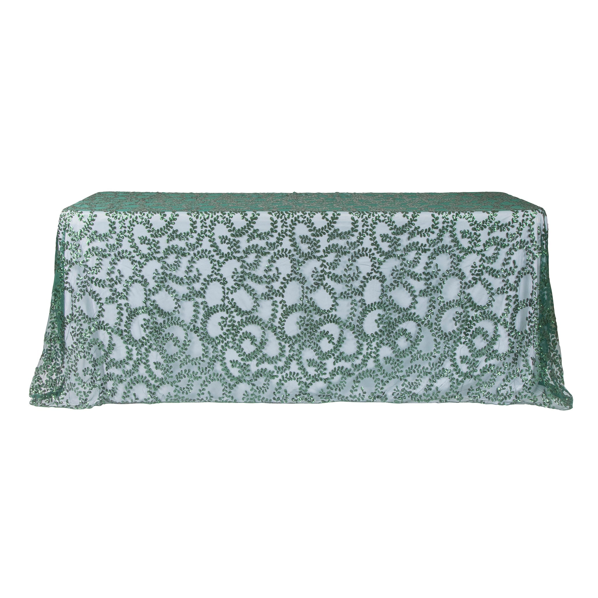 Sequin Emerald Green Vine Tablecloth Rectangle Table Overlay 90"X132 ...