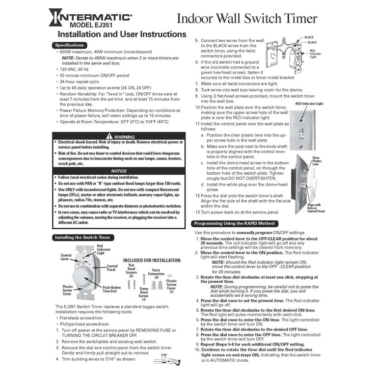 Intermatic Light Timer Ej351 Instructions | Shelly Lighting