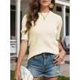 Weardear Womens Summer Short Sleeve Knit Tops Puff Solid Color Pullover