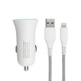 onn 24W Dual USB-A Port Car Charger With 3ft A-Lighting Cable,White ...