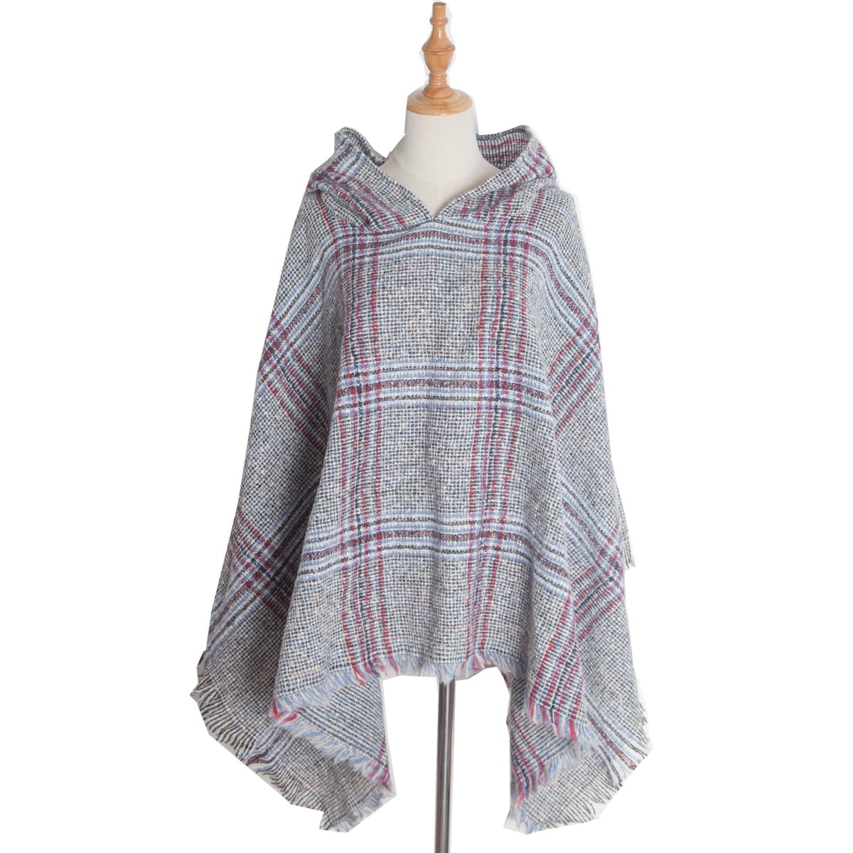 Click here for Leining Womens Plaid Hooded Cape Shawl Blanket Pon... prices