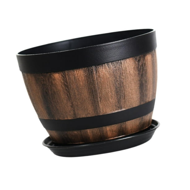 Maceta de barril para jardín, con orificios de drenaje y decoración. Dia 406cm | Bodega Aurrera ...