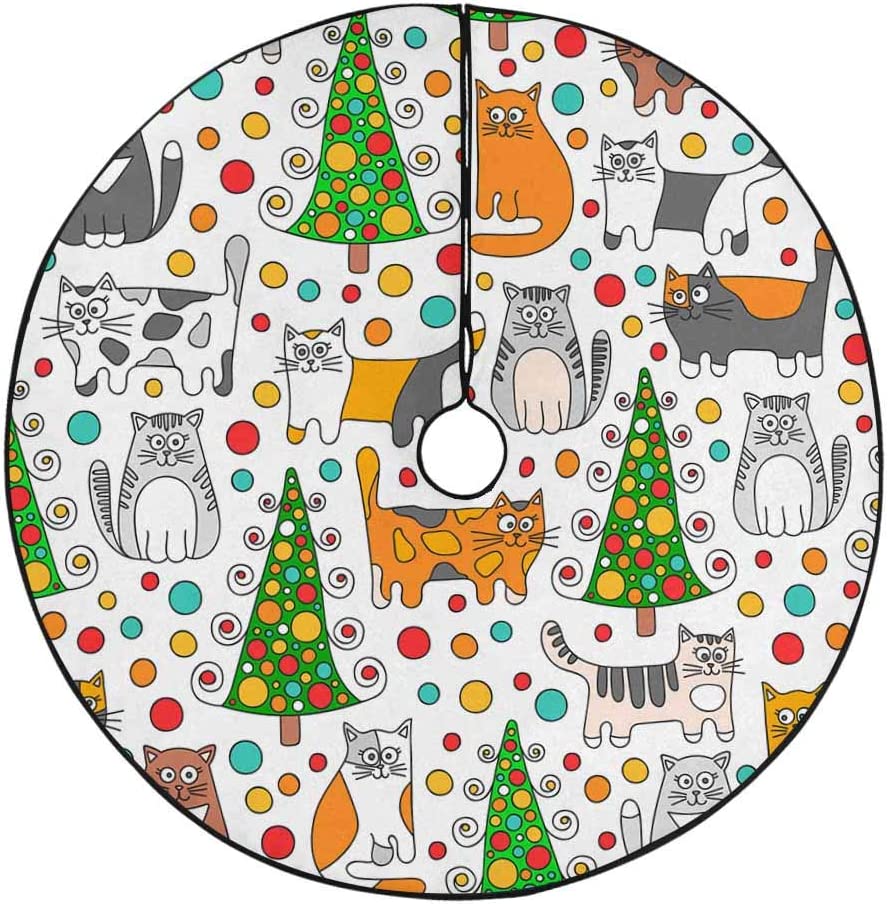 ZHANZZK Winter Cats Christmas Tree Xmas Christmas Tree Skirt Stand Mat ...