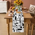 Black White Linear Grid Table Runner, Modern Abstract Geometric ...