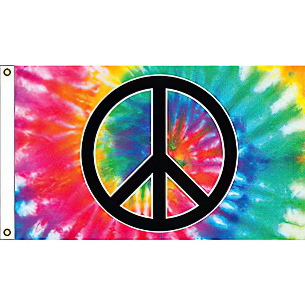 Peace Sign Flag with Grommets Tie Dye 3ft x 5ft - Walmart.com - Walmart.com