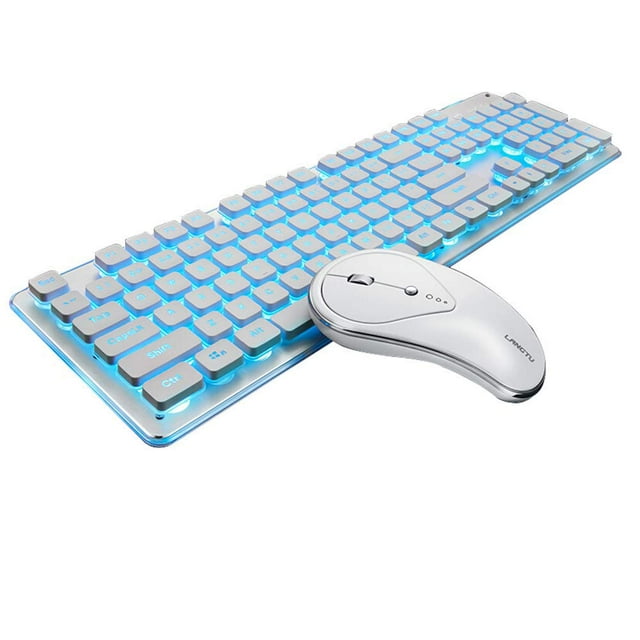 Wireless Keyboard and Mouse, 2.4GHz Backlit Glowing Full Size Wireless ...
