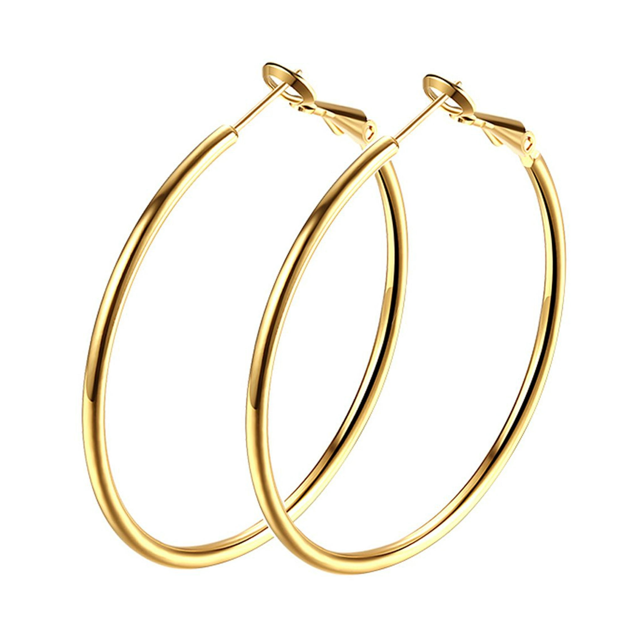 Gslaoz Gold Hoop Earrings  18k Gold Plated Rounded Hoops Earrings For Women