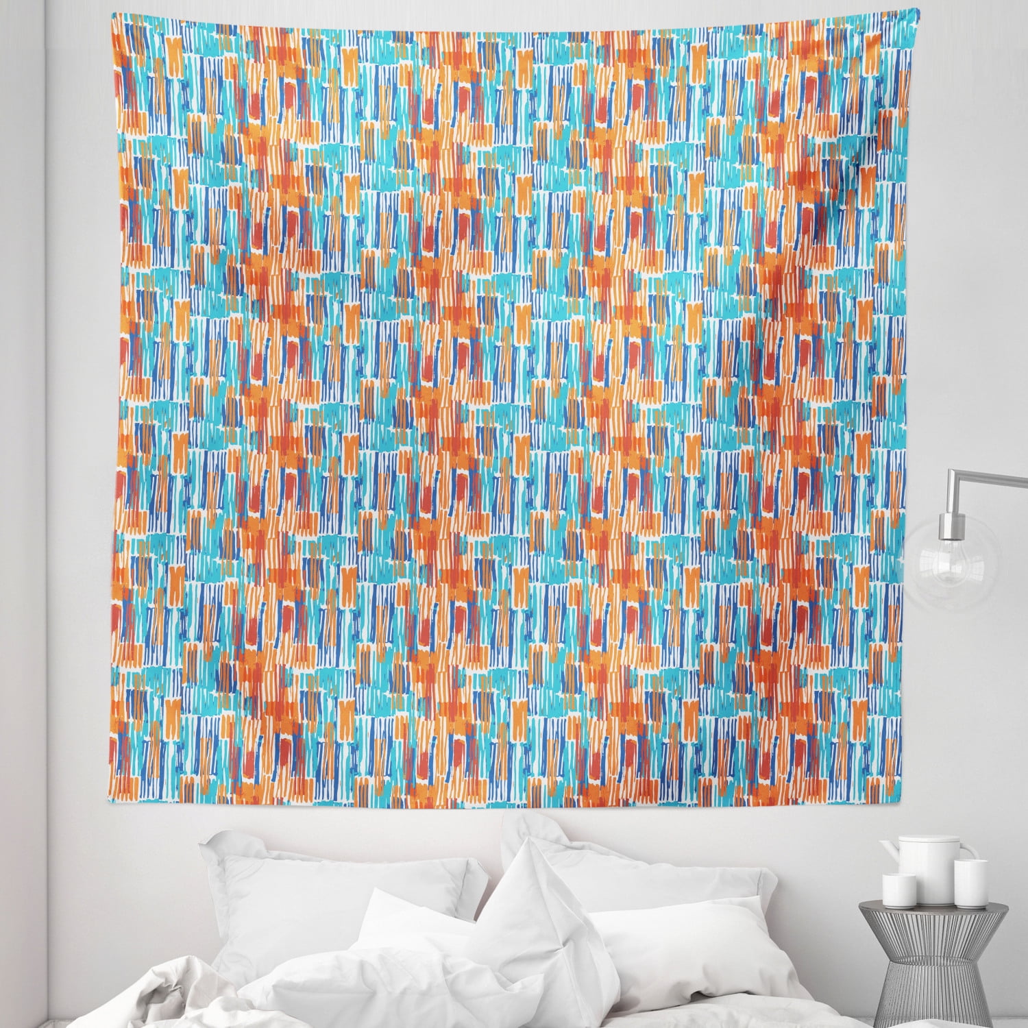 Abstract Tapestry, Vertical Stripes in Colorful Design Grunge Brush ...