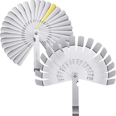 2 Pieces Steel Feeler Gauge Dual Marked Metric and Imperial Measuring Tool (32 Blades Feeler ...