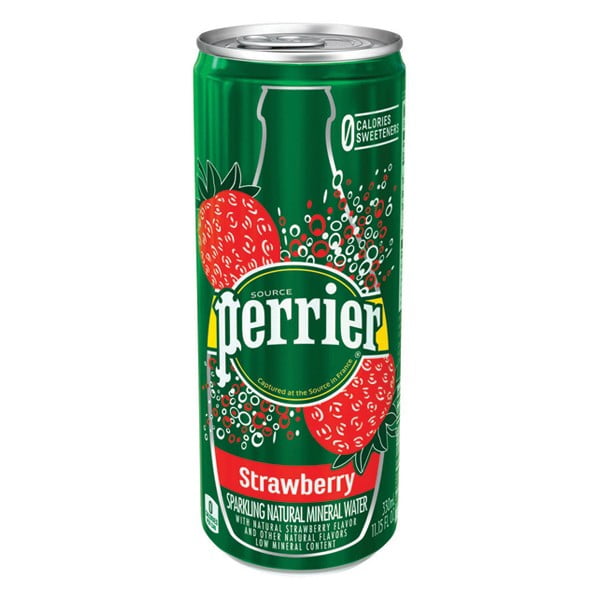 Perrier Strawberry Sparkling Natural Mineral w-a-t-e-r 330 ml Slim Cans ...