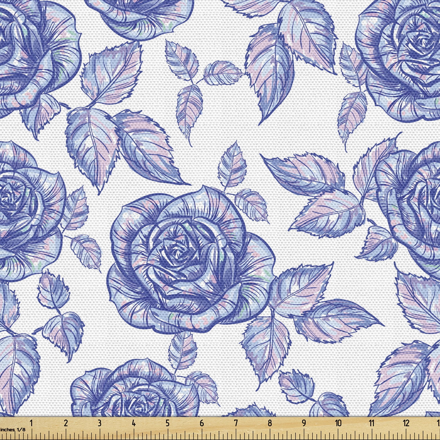Romantic Fabric by the Yard, Hand Drawn Style Repetitive Pattern of ...