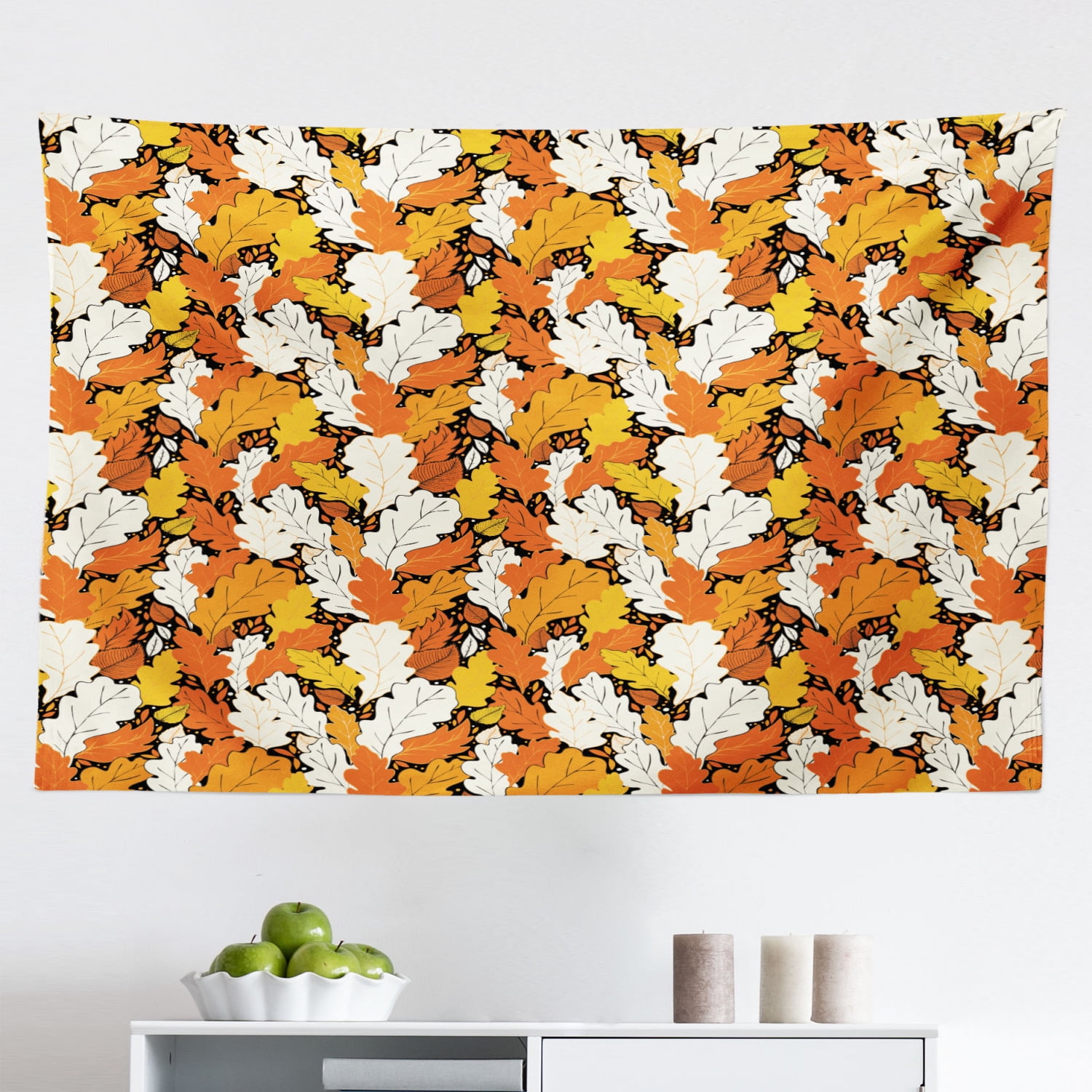 Hello Fall Tapestry, Welcoming Autumn Theme Writing Surrounded by ...