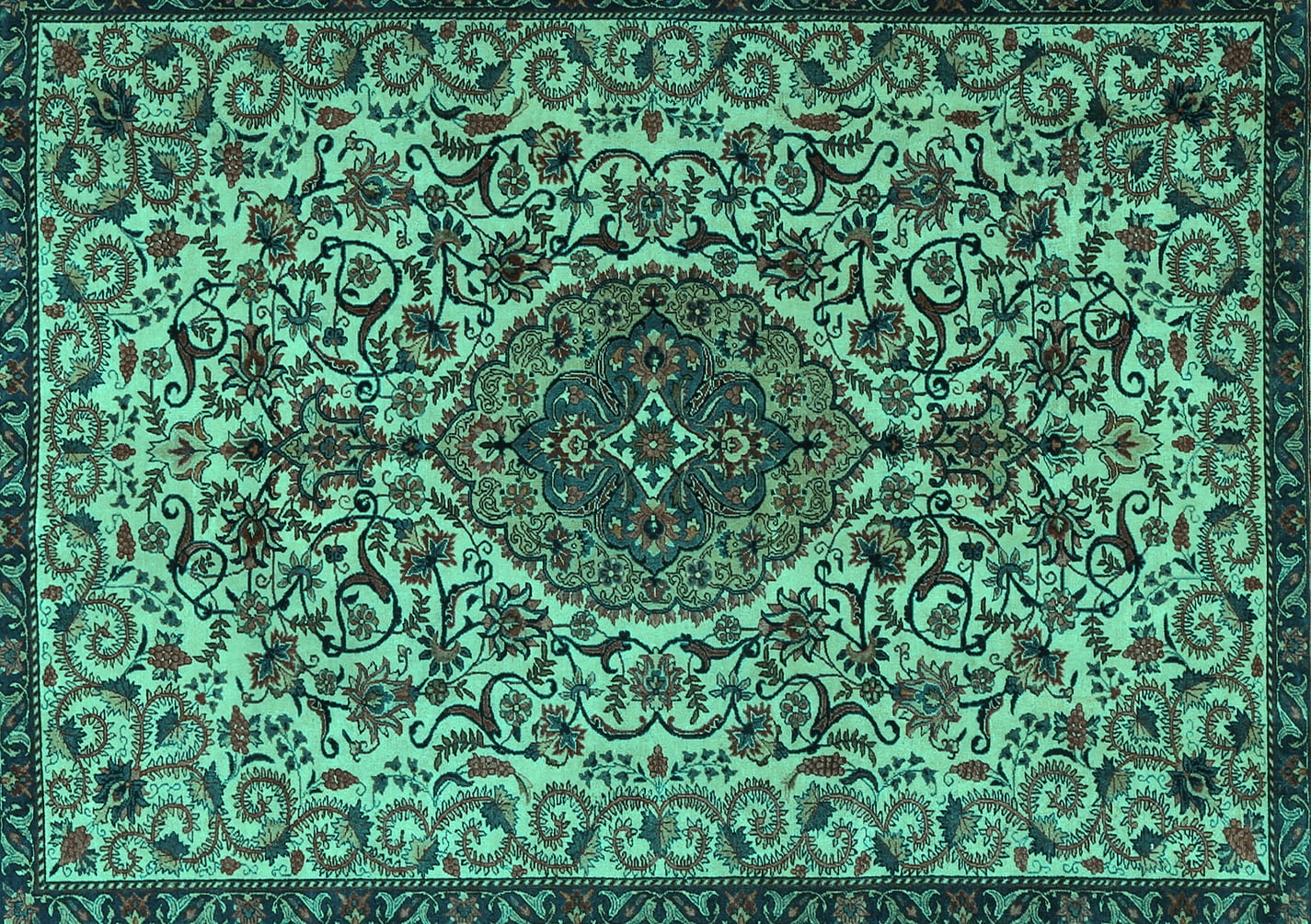 Ahgly Company Machine Washable Indoor Rectangle Persian Turquoise Blue ...