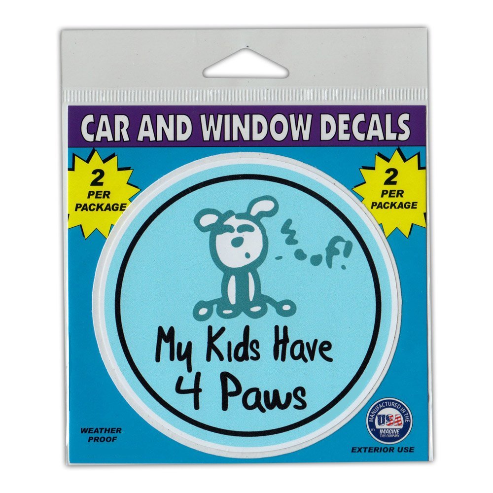 Window Decals, 2-Pack, My Kids Have 4 Paws (Dogs, Cats), 4" Diameter ...