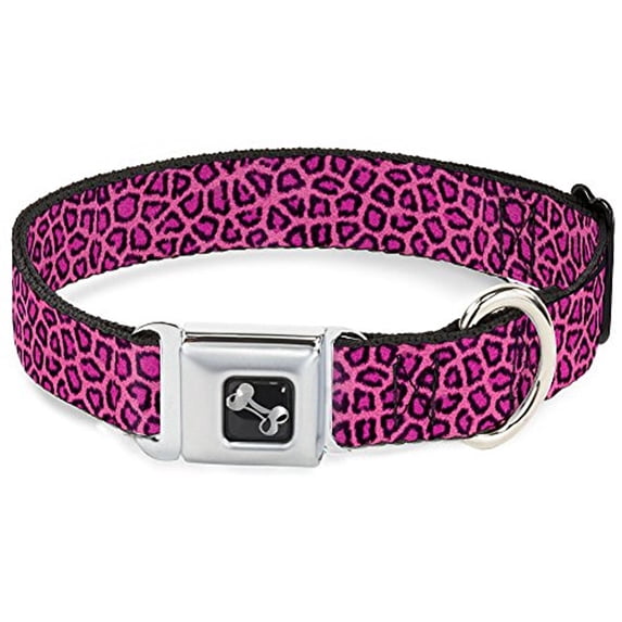 Buckle-Down Pet Collar, Dog Collar Metal Seatbelt Buckle, Leopard Pink ...