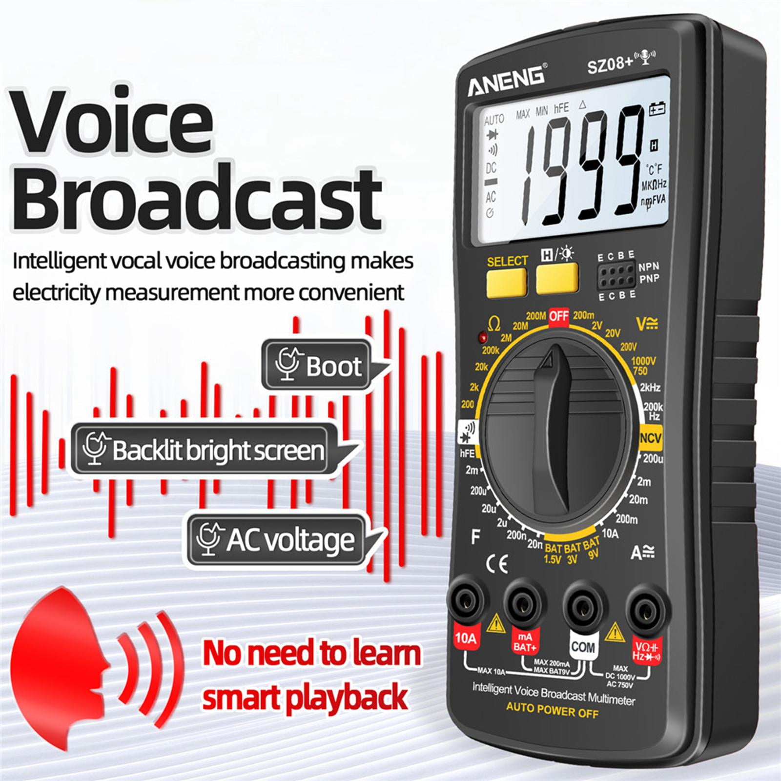 Multímetro digital Medición automática Diodos Voltímetro Medidor ...